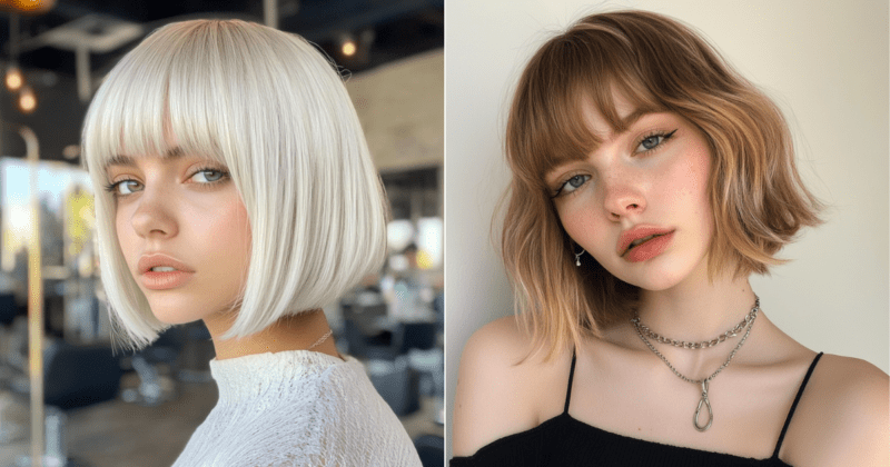 32 Sleek Blunt Bob with Bangs for a Modern Look