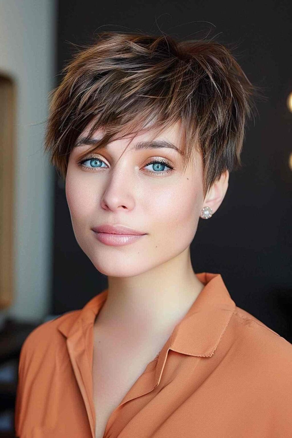 37 Modern Pixie Cut with Bangs for a Face-Framing Effect